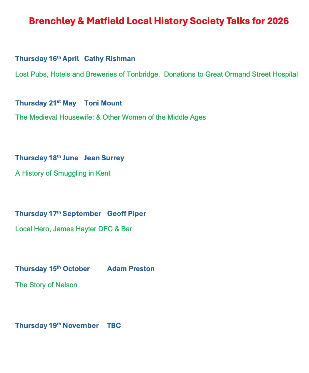 Talks & Events coming up in 2026 – Brenchley & Matfield Local History ...